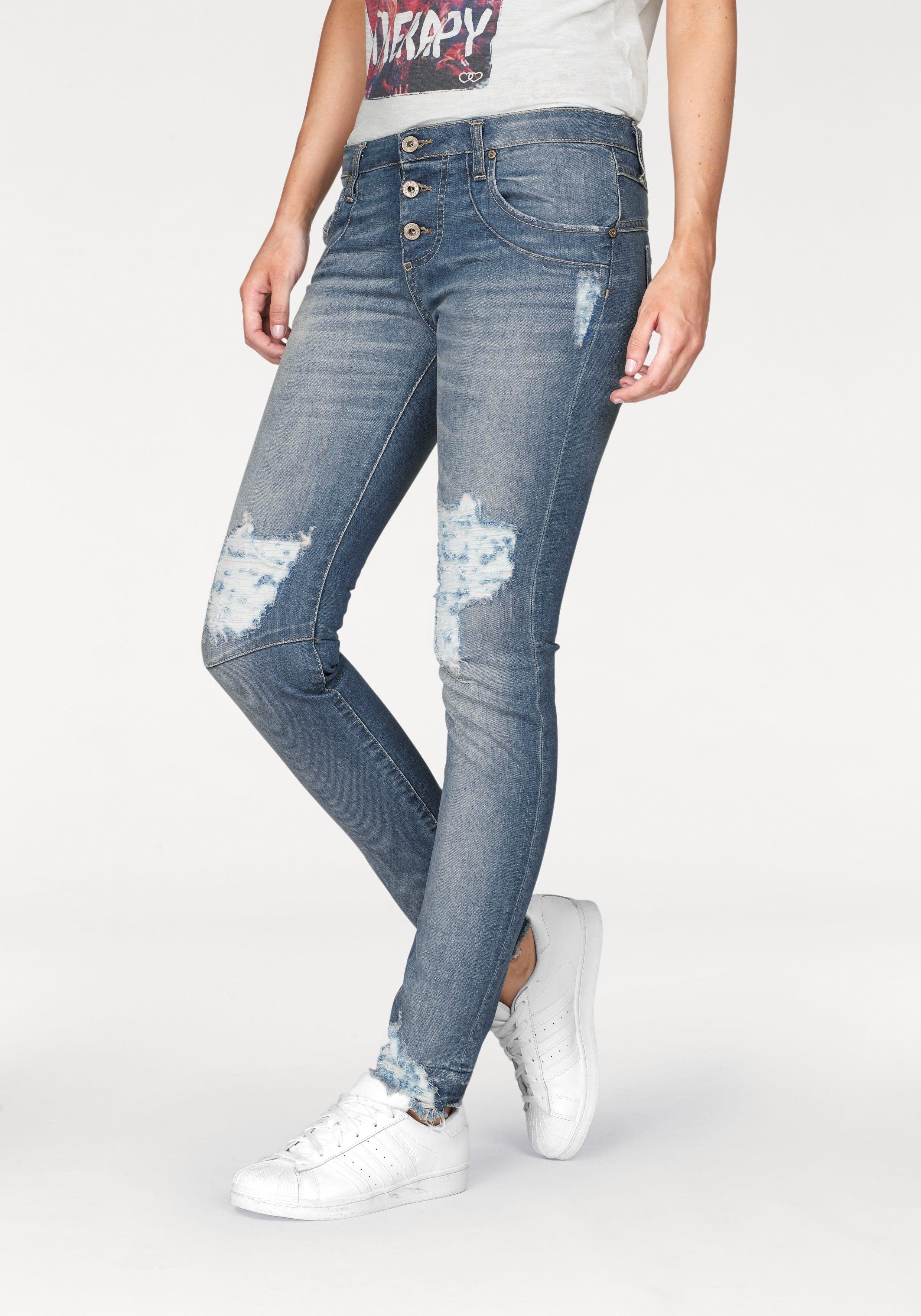Please Jeans Skinny-fit-Jeans »P08I« mit ausgefranstem Saum online ...