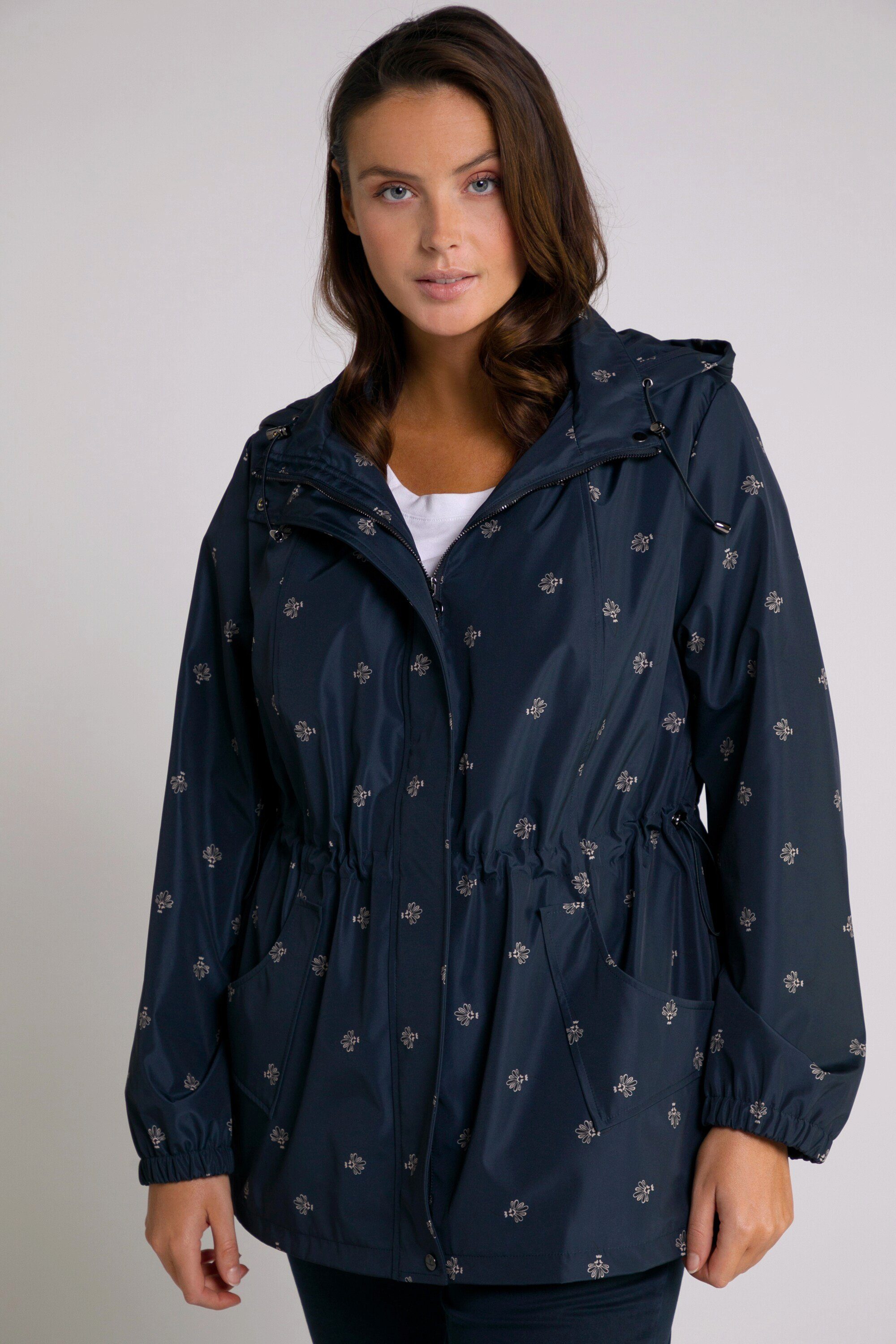 Ulla Popken Funktionsjacke Funktionsjacke Blüten Wasserabweisend Kapuze