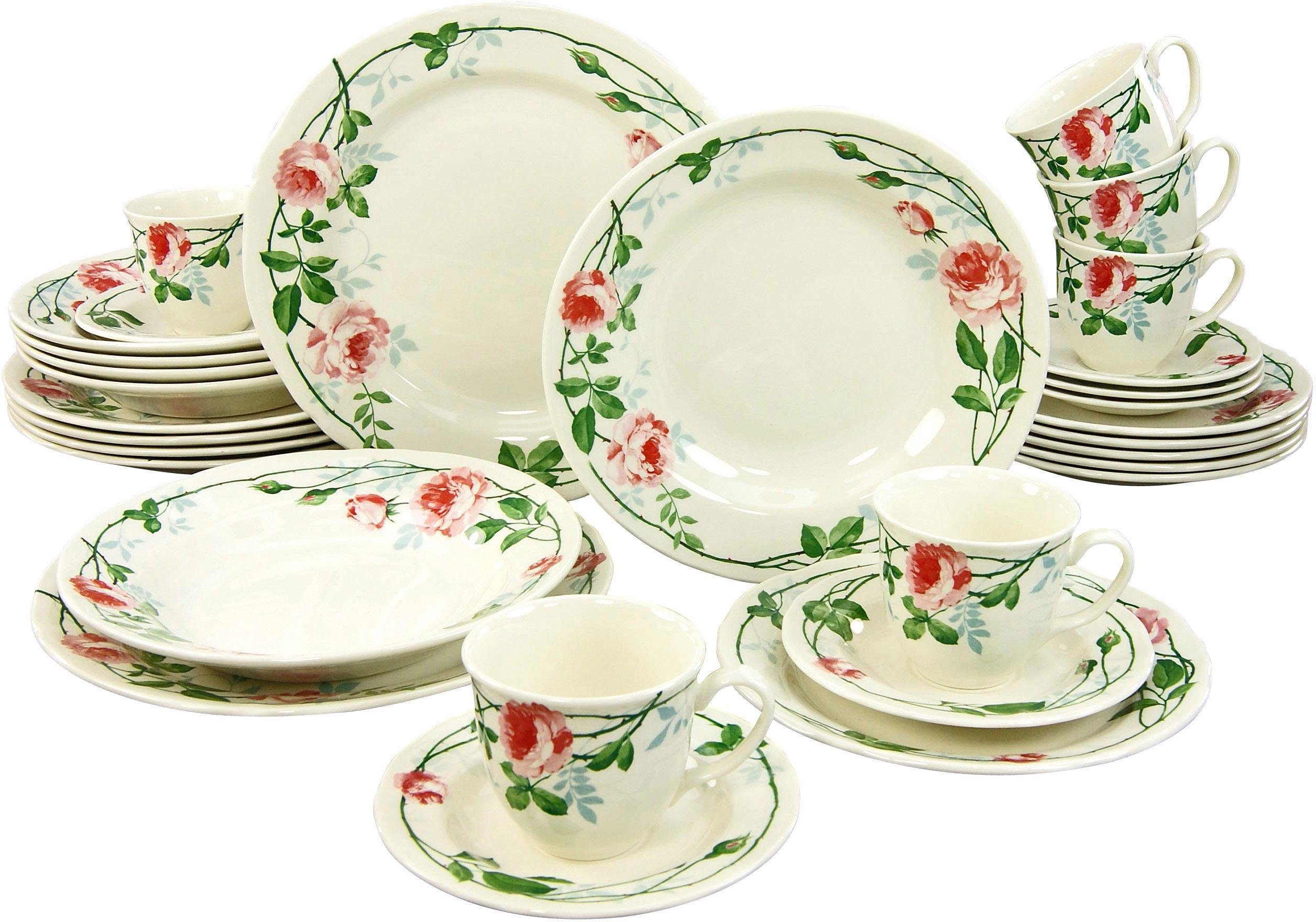 Creatable Kombiservice Humble Rose 30 Tlg Steingut Romatisches
