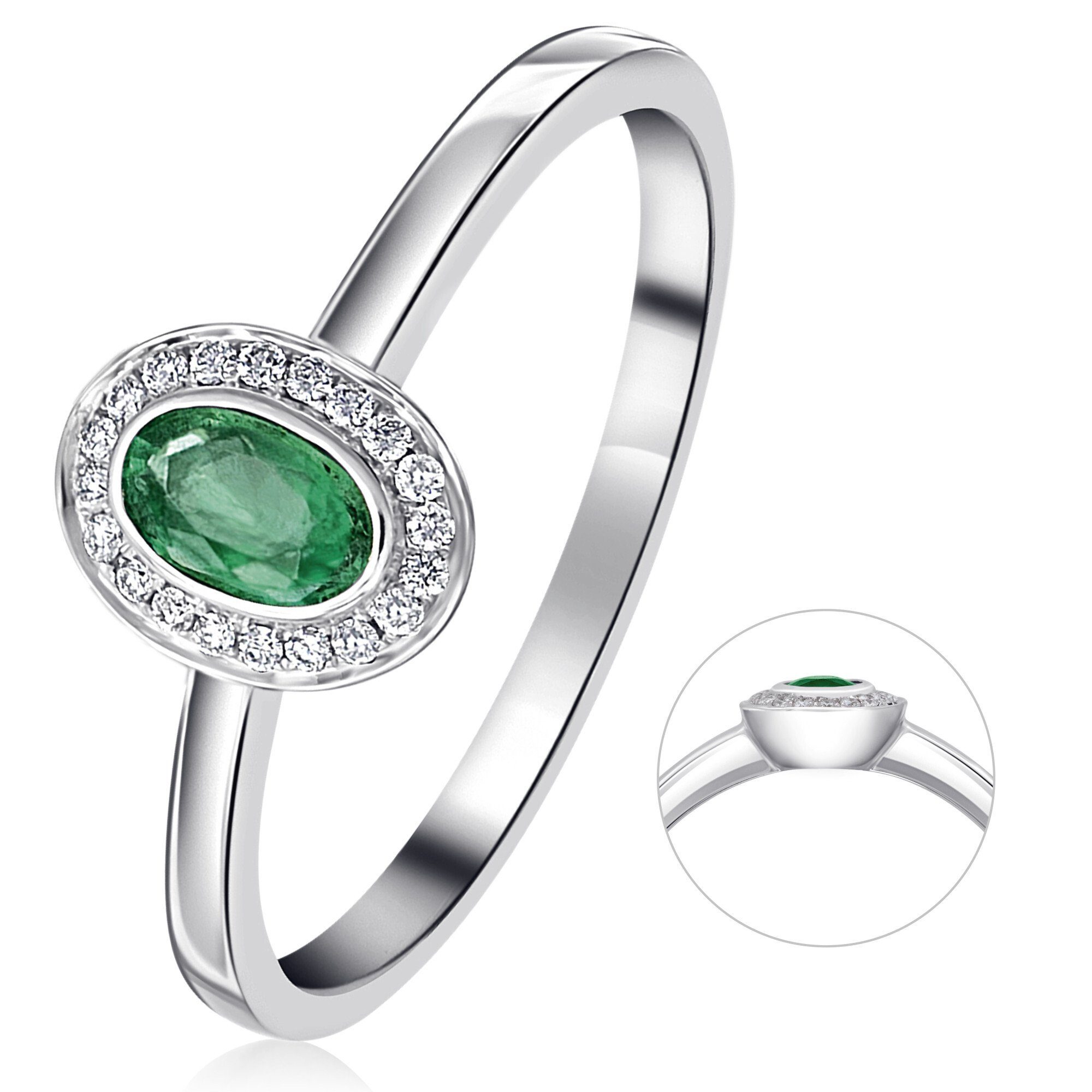 ONE ELEMENT Diamantring 0,05 ct Diamant Brillant Smaragd Ring aus 585 Weißgold, Damen Gold ...