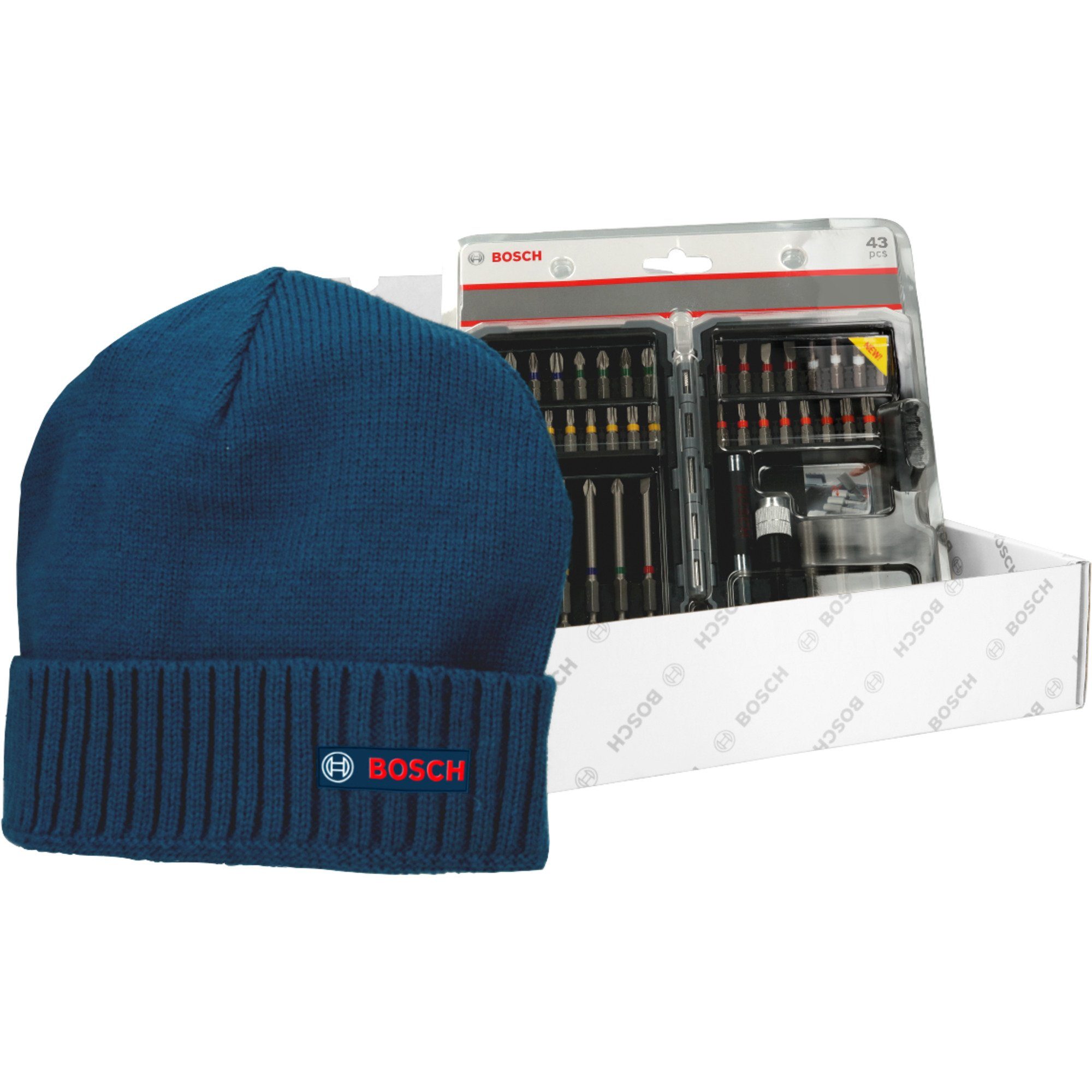 BOSCH Bit-Set 43 tlg. Schrauberbit-Set + Bosch Beanie, inkl. Bithalter ...