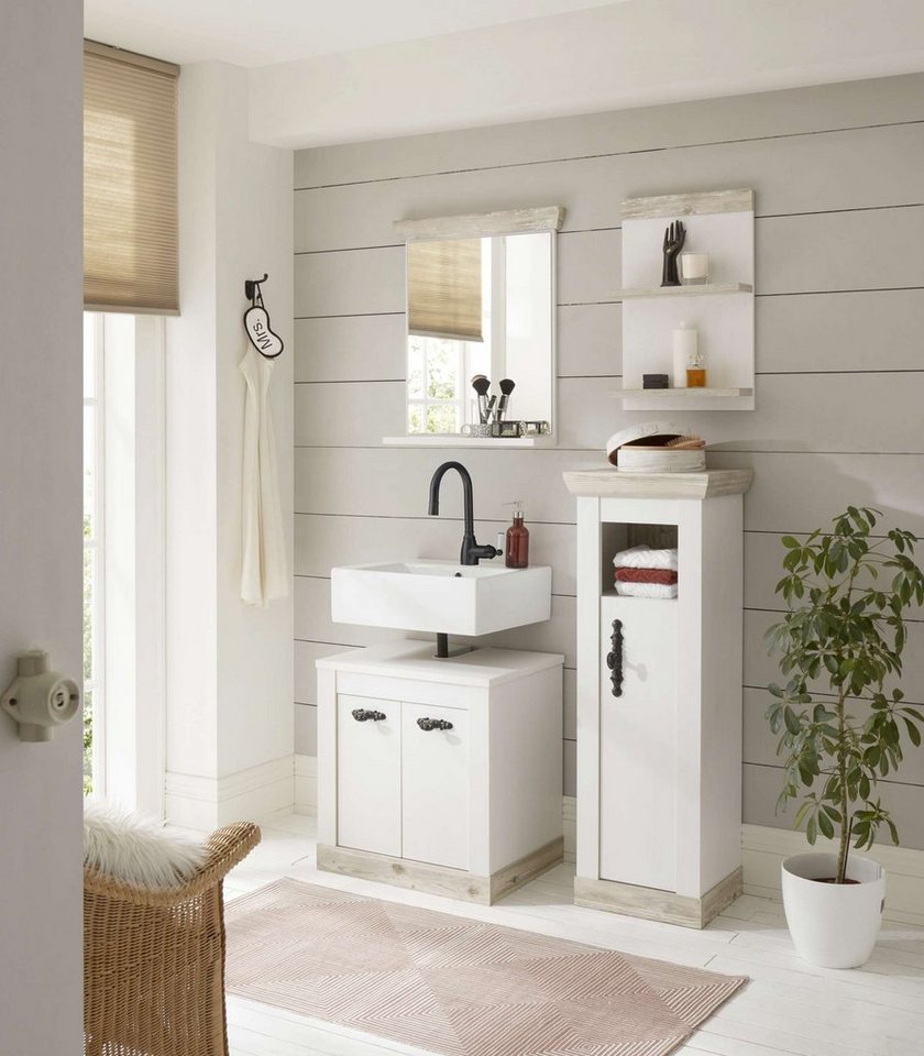 Stylefy Badezimmer Set Florentino Iv Pinie Weiß Badmöbel Set 4