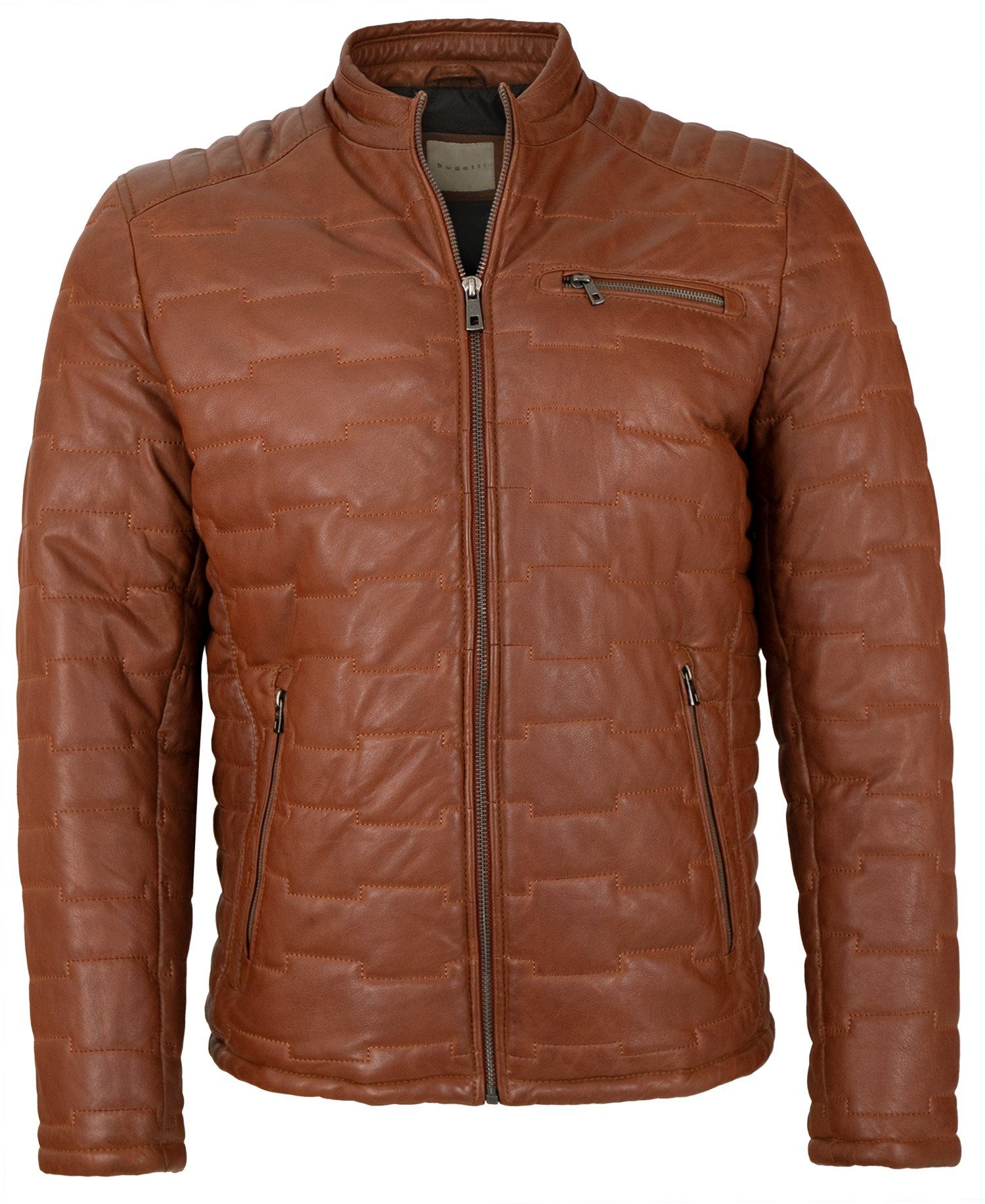 bugatti Lederjacke Men-101/M Echtleder Herren Lederjacke Steppjacke Lammnappa rot-braun