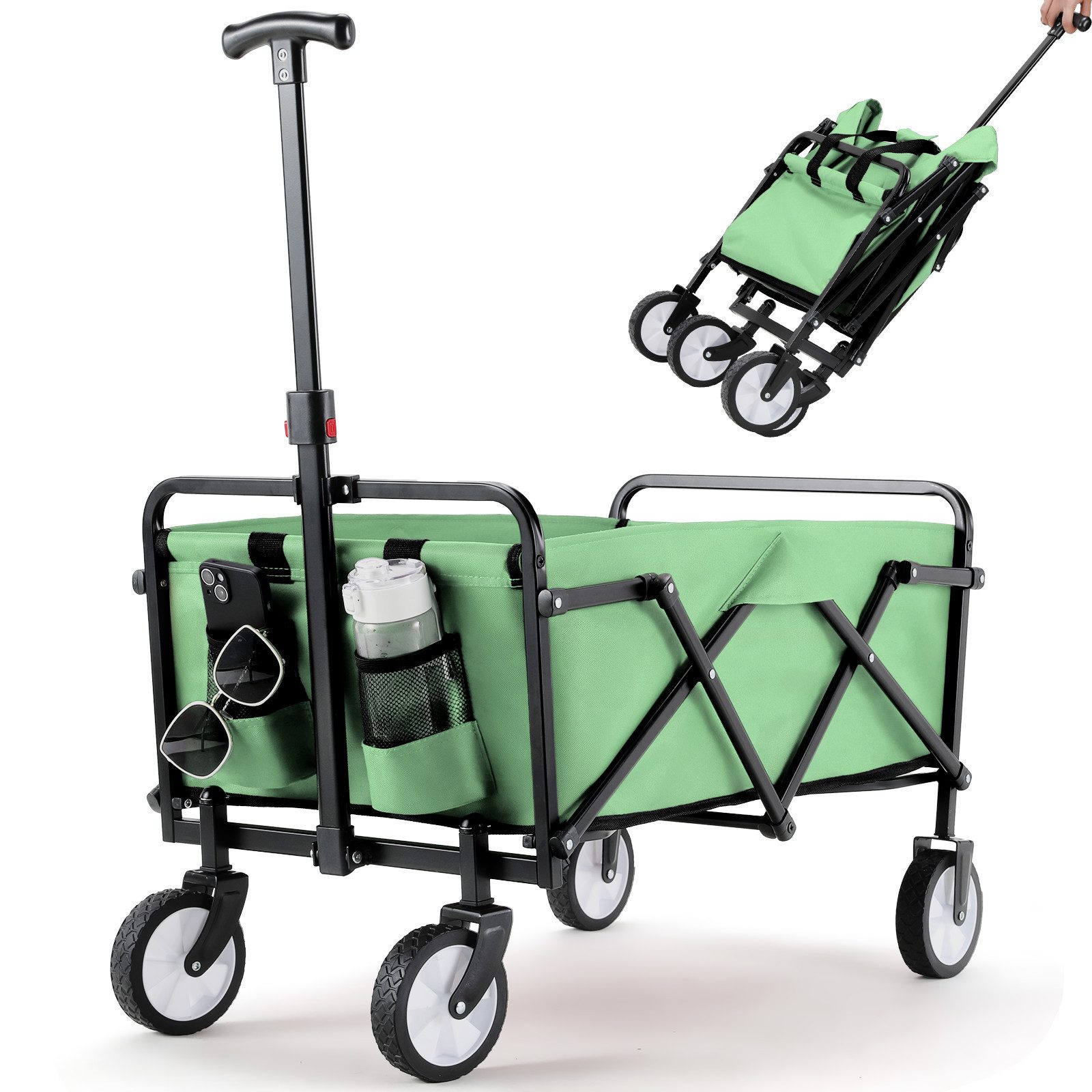 TLGREEN Bollerwagen,Faltbar Handwagen, (Transportwagen klappbar Einkaufstrolley mit zwei ...