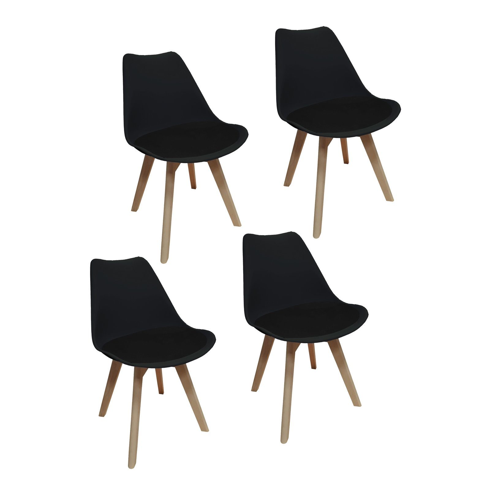Hti Living Esszimmerstuhl Stuhl 4er Set Atlanta Schwarz Velvet Schwarz