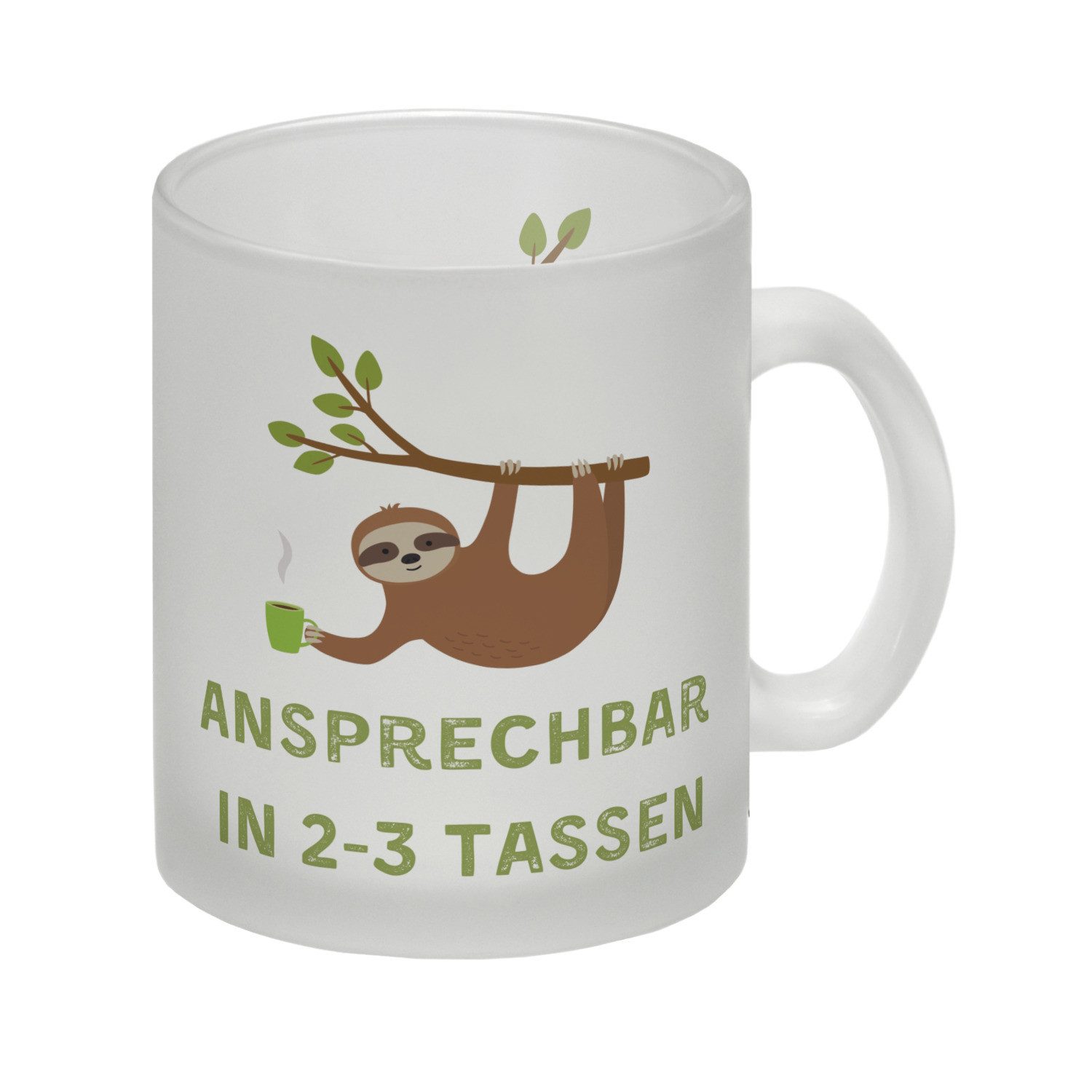 Speecheese Tasse Faultier Mit Kaffee Glas Tasse Mit Spruch Ansprechbar