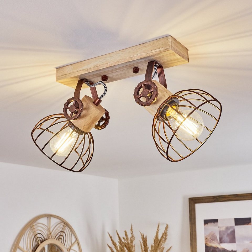 Hofstein Deckenleuchte Cotes Deckenlampe Im Vintage Design Aus Holz
