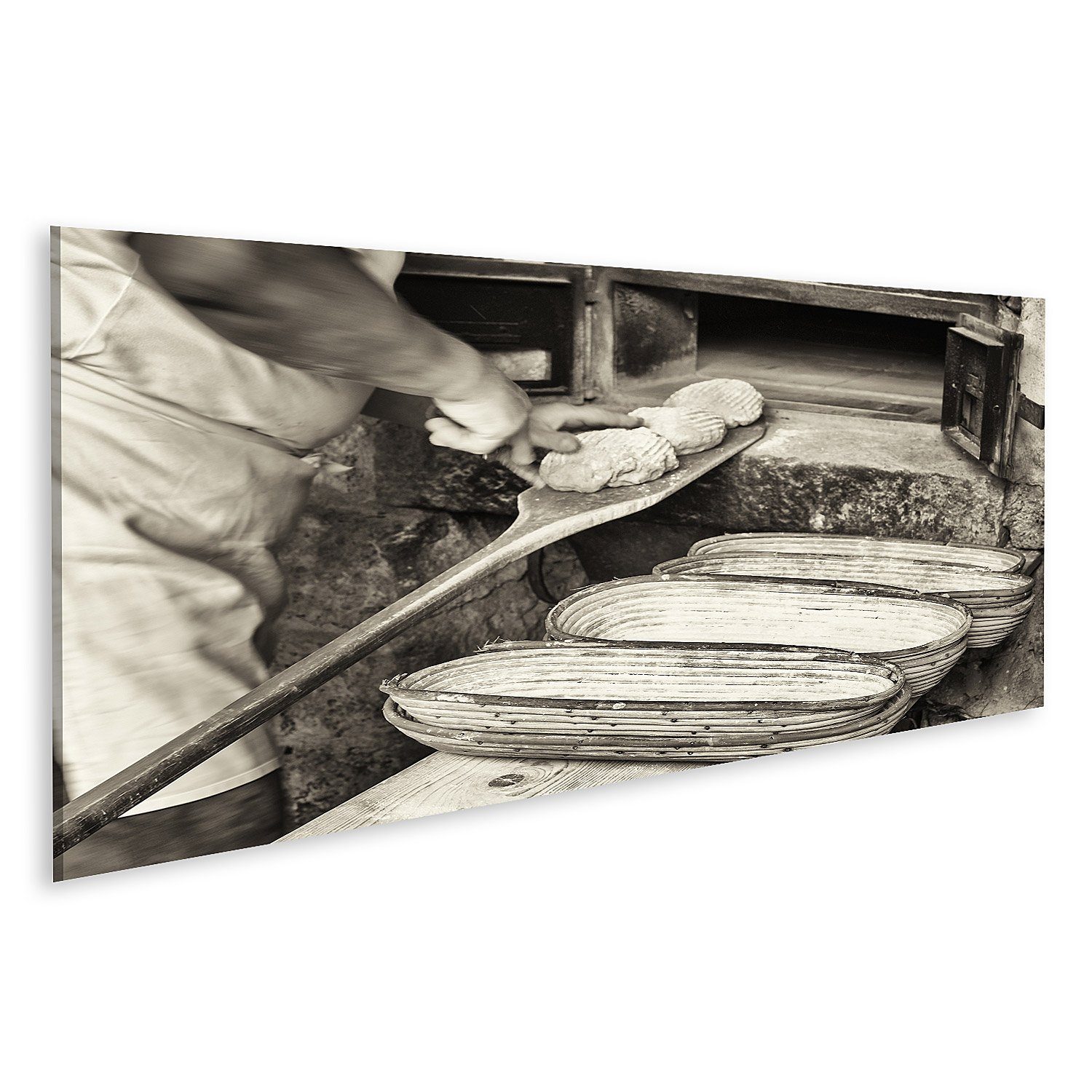 islandburner Leinwandbild »Bild auf Leinwand Brotbacken in einer alten Bäckerei Wandbild Poster ...