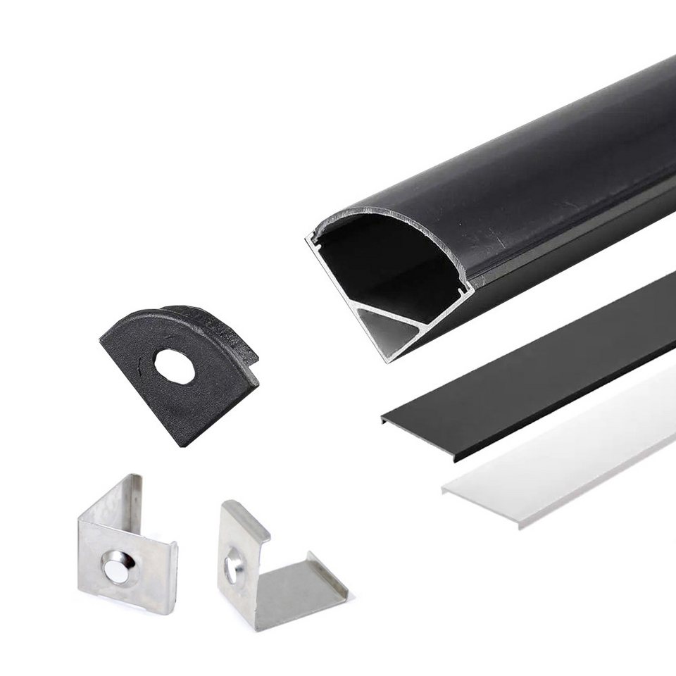 Energmix Led Stripe Profil 2m Schwarzer Alu Profile Alu Schiene Led