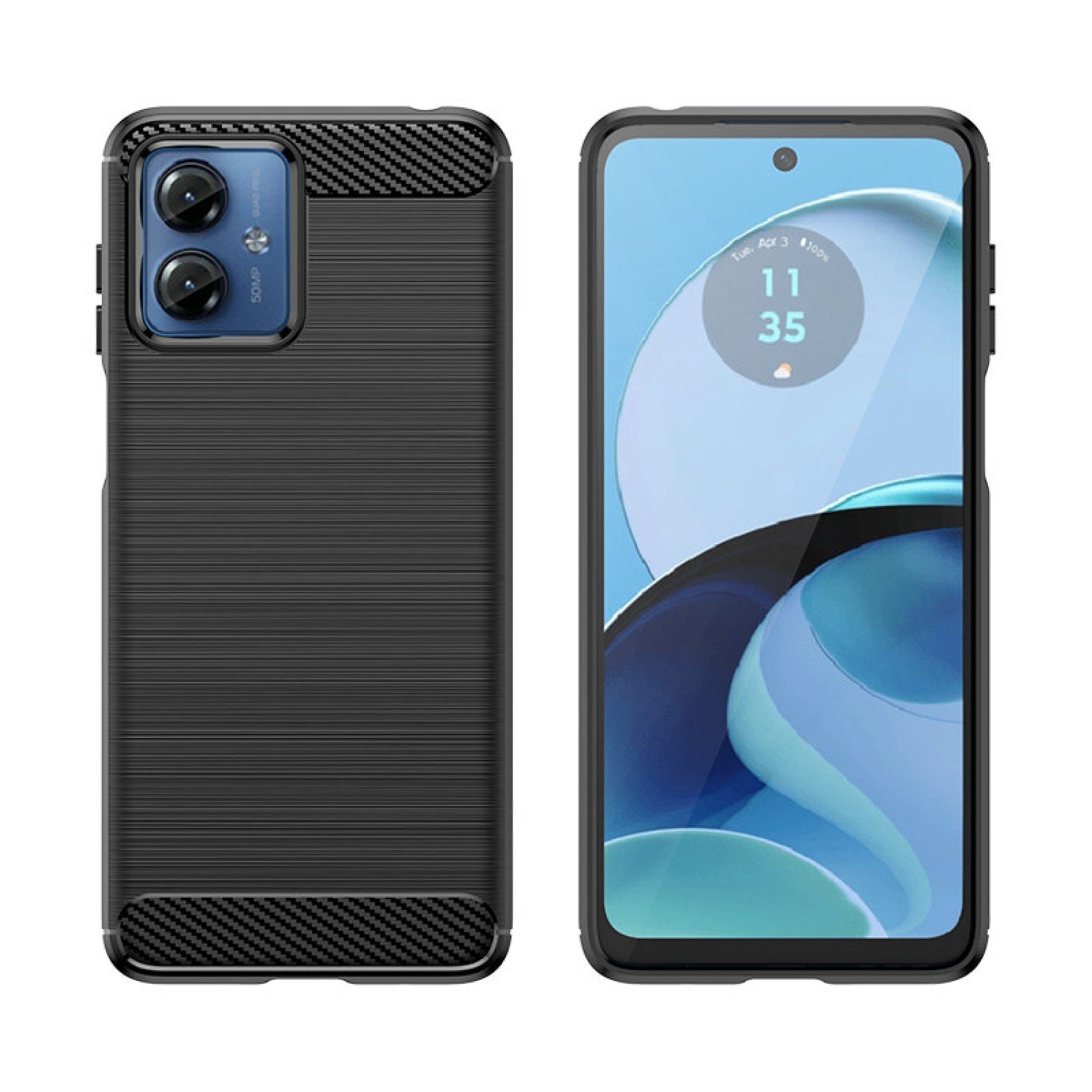 Cofi 1453 Handyhülle Carbon Case Für Motorola G14 Flexible Silikon