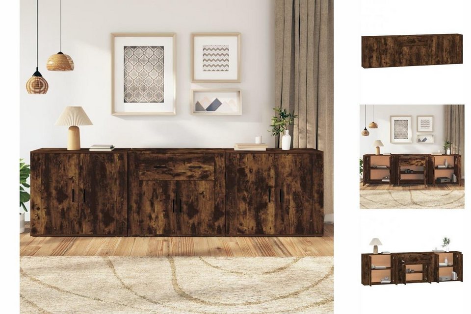 Vidaxl Sideboard Sideboards 3 Stk Räuchereiche Spanplatte