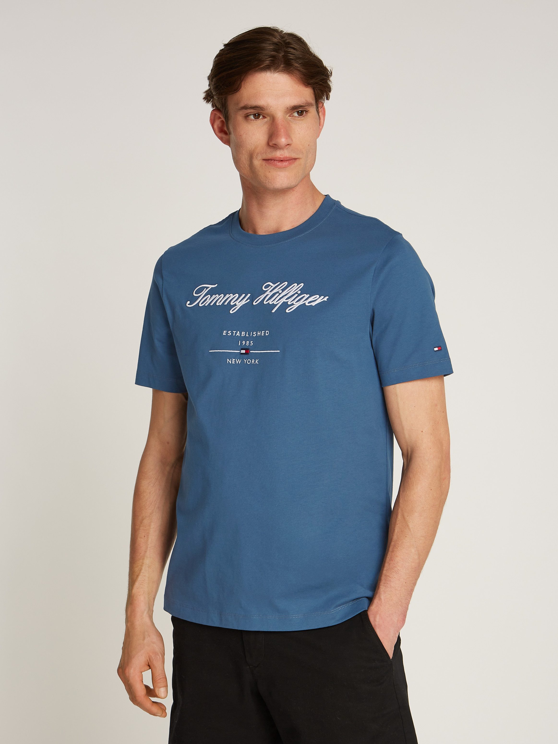 Tommy script tee store