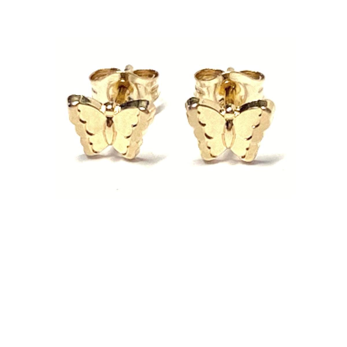 Edelschmiede925 Schmuckset Ohrstecker 585 Gelbgold Schmetterling poliert Kinderschmuck