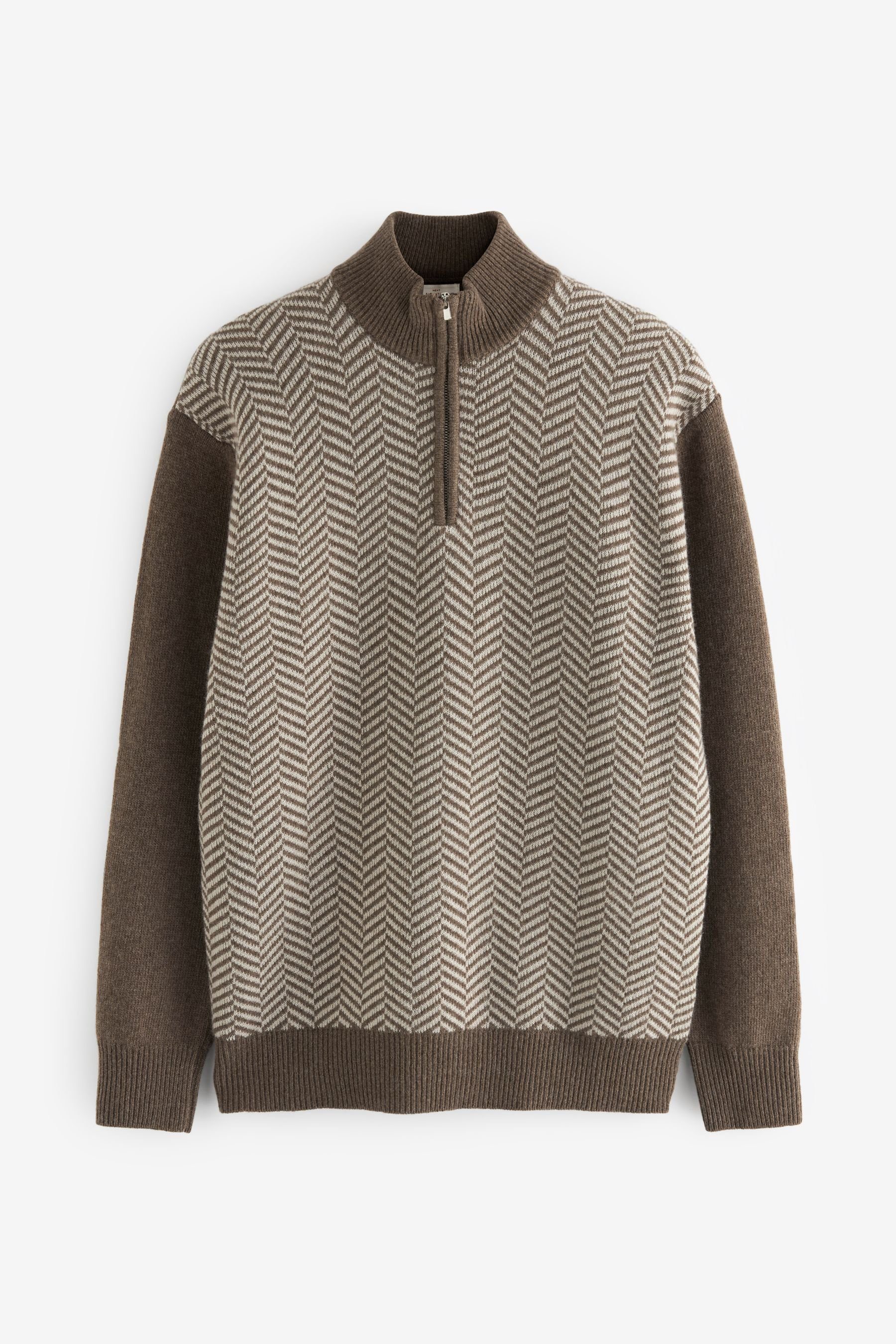 Next Troyer Signature Pullover Fischgrätmuster Und Rv Kragen 1 Tlg