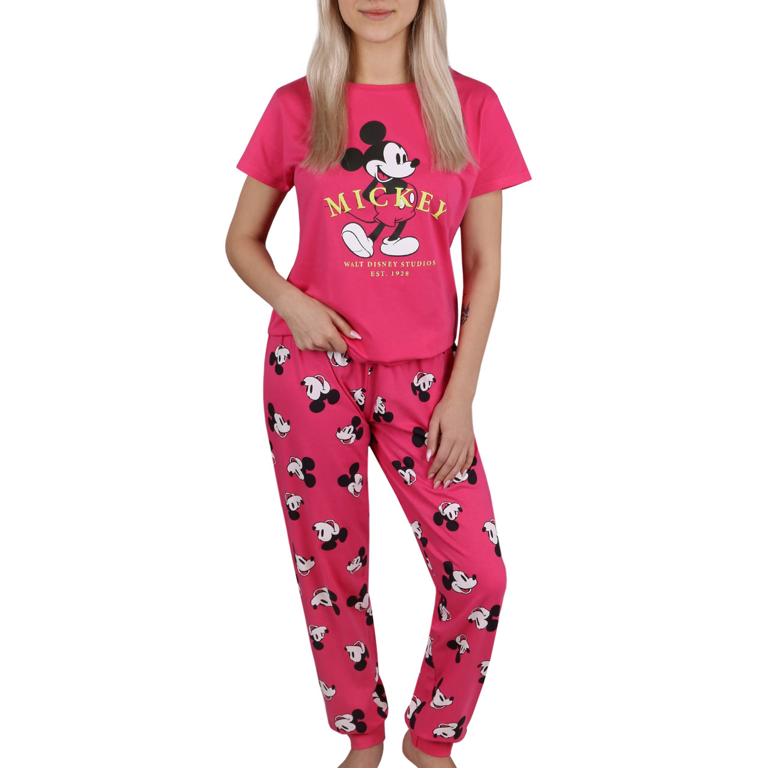 Sarcia.eu Schlafanzug Disney Mickey Mouse Kurzarm Damenpyjama aus rosa Baumwolle XXS