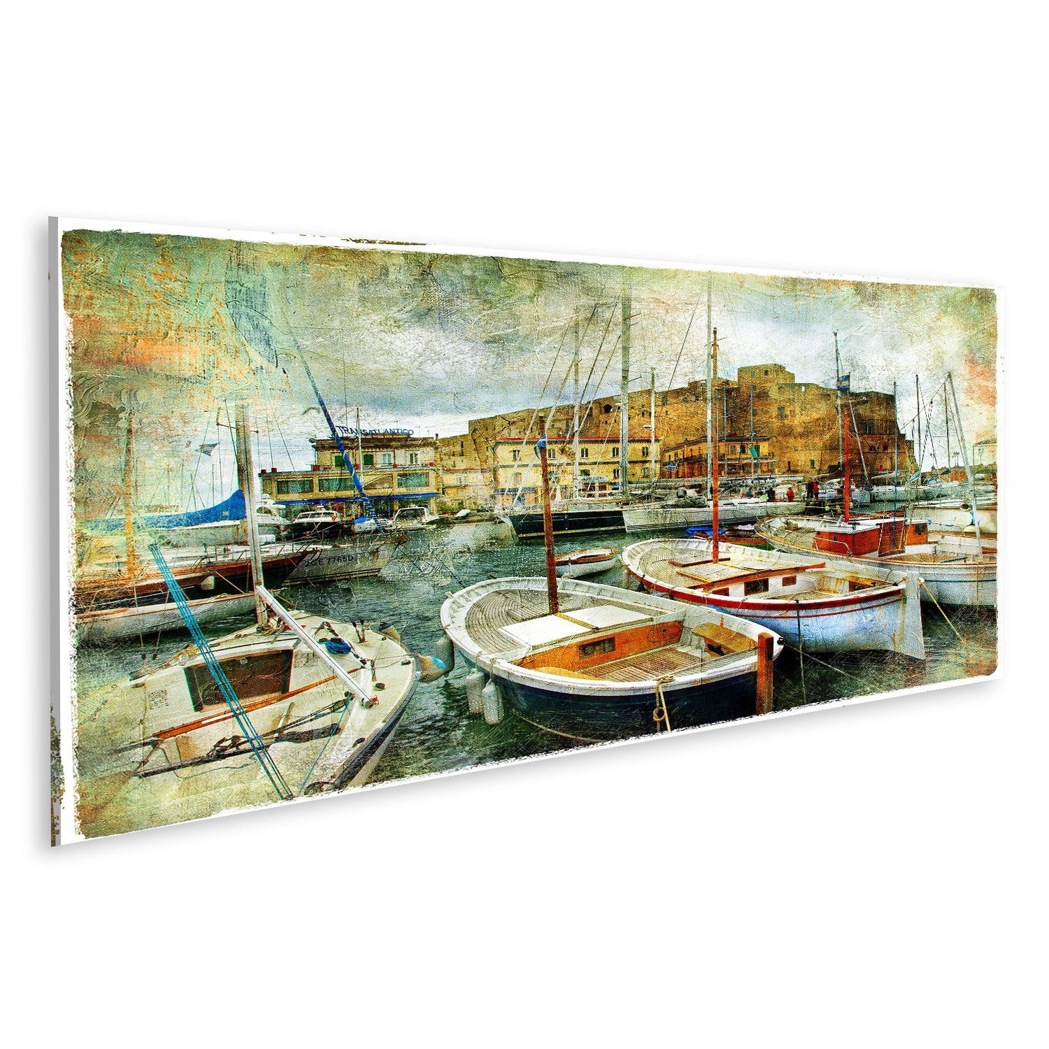 islandburner Leinwandbild Bild auf Leinwand Künstlerische Bild In Der Malerei Stil Boote In Neap