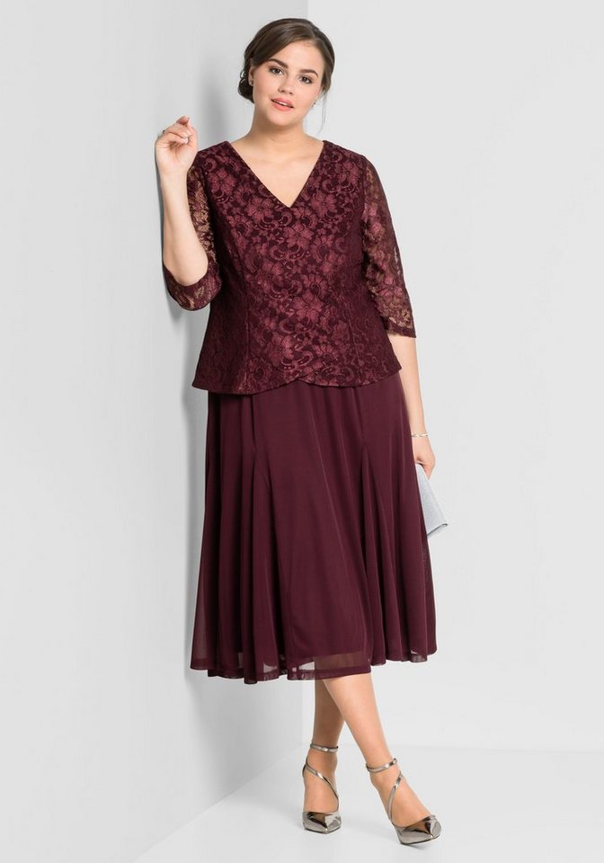 Sheego Abendkleid, Oberteil aus floraler, elastischer Spitze online ... Sheego Abendkleid, Oberteil aus floraler, elastischer Spitze online ...