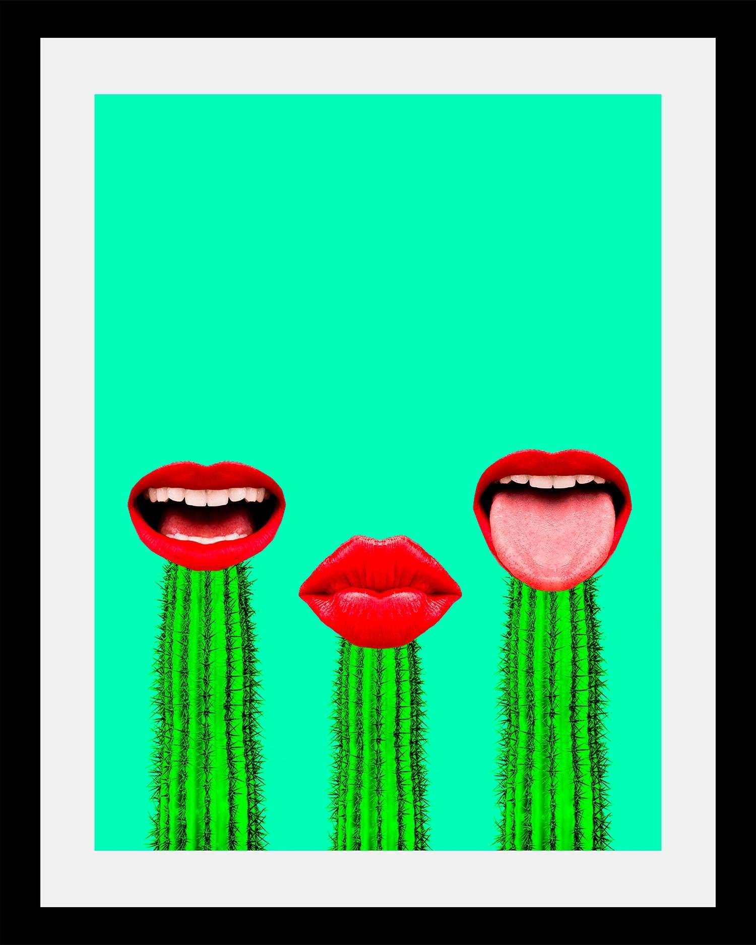 queence Bild Mund, in 3 Größen, gerahmt, Hochwertiges Bild mit schwarzem Holzrahmen