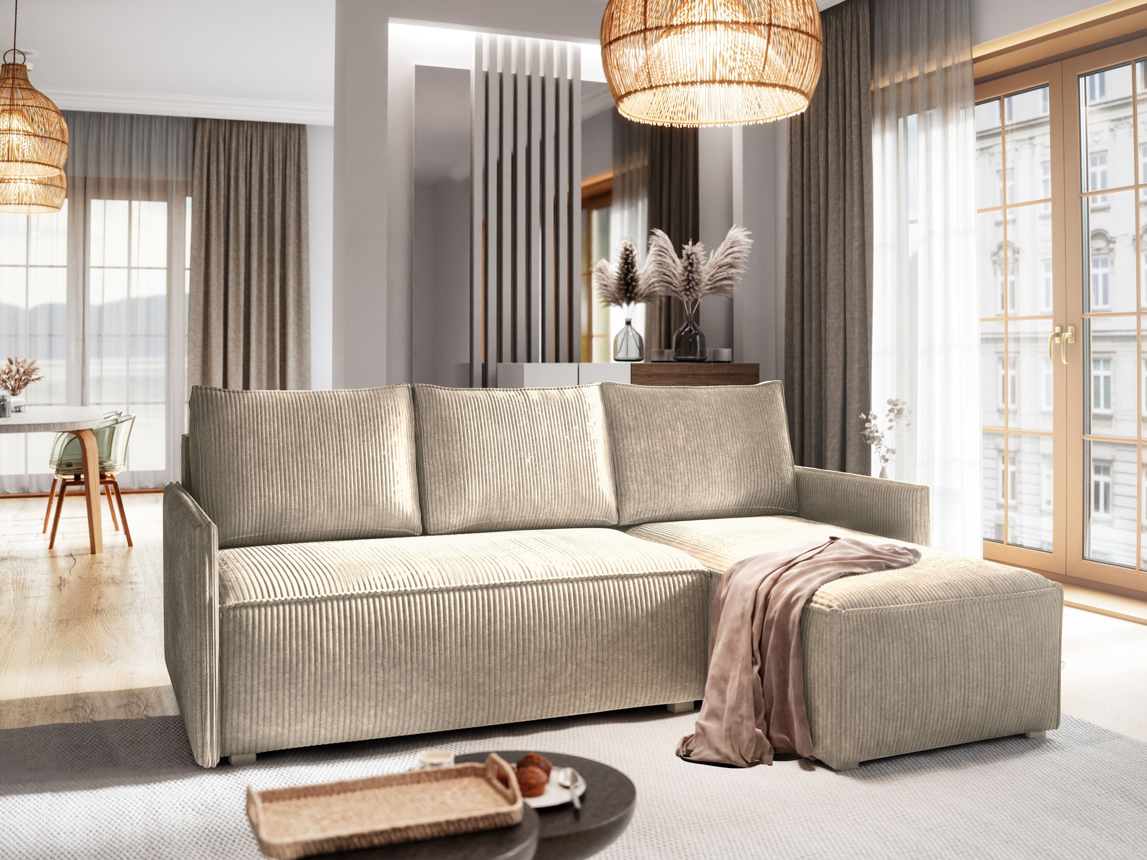 Masseno Ecksofa PERUSI mit Schlaffunktion L-Form, Sofa mit Bettkasten ...