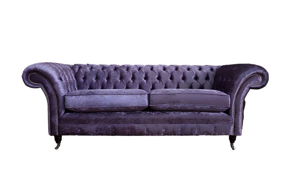Jvmoebel 3 Sitzer Lila Cheserfield Samt Sofa 3 Sitzer Designer Couch