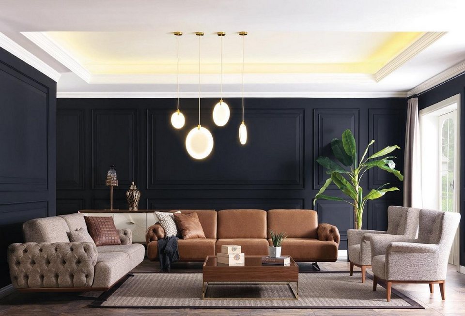 Jvmoebel Sofa Sofagarnitur 4tlg Set Couch Sofa Möbel Garnitur Design