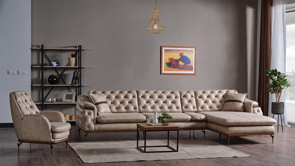 Jvmoebel Wohnzimmer Set Luxus Wohnzimmer Set Sessel Ecksofa L Form
