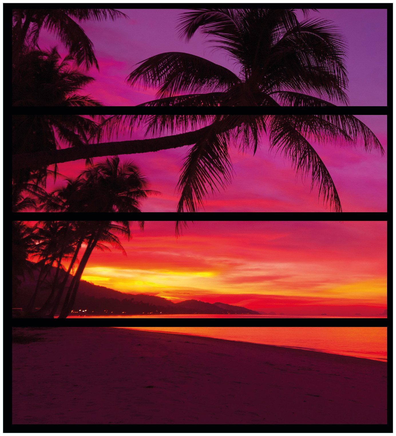 Wallario Möbelfolie Abendrot Unter Palmen Pinker Himmel Am Strand 4