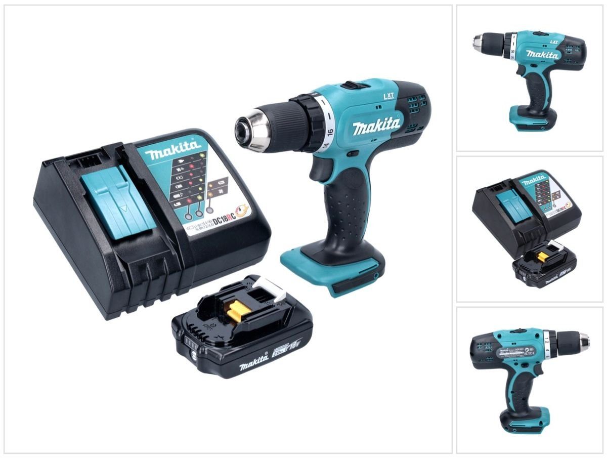 Makita Säulenbohrmaschine DDF 453 RA1 Akku Bohrschrauber 18 V 42 Nm + 1x Akku 2,0 Ah + Ladegerä