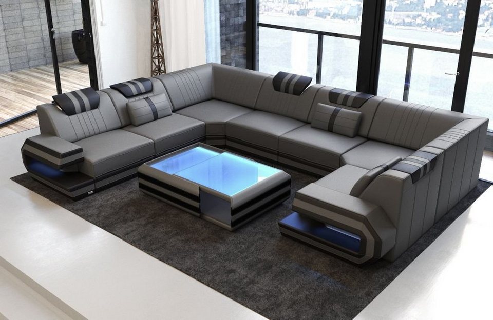 Sofa Dreams Wohnlandschaft Ragusa U Form Ledersofa Mit Led
