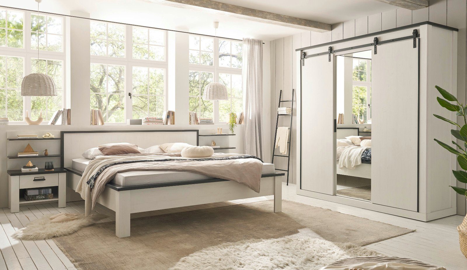 Furndesign Komplettschlafzimmer Stove Schlafzimmer Set Weiß Pinie