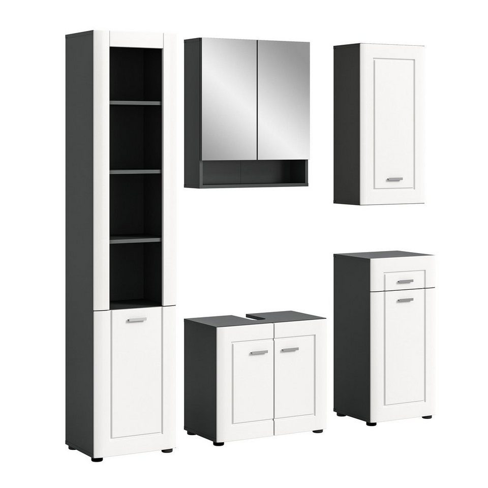 Newroom Badezimmer Set Basin Badezimmer Set Grau Melamin Weiß Matt Mdf