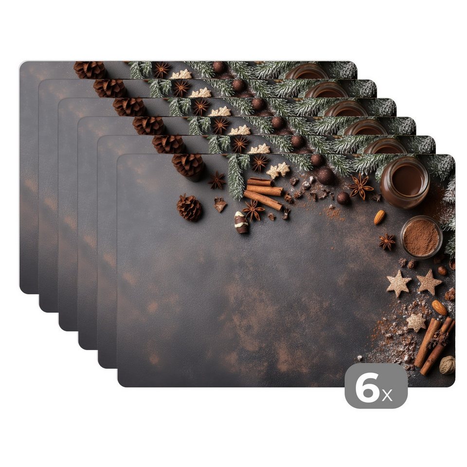 Muchowow Platzset Zimt Weihnachten Braun Bronze 6 St