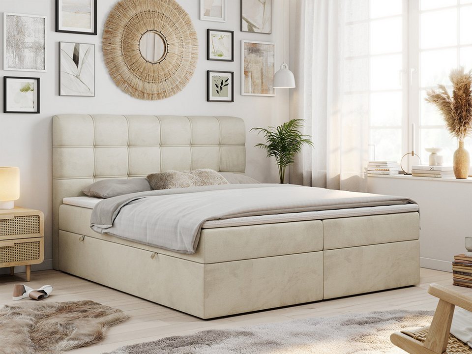Mks MÖbel Boxspringbett Fast Set Packung 7 Härtezonen T30 Schaum