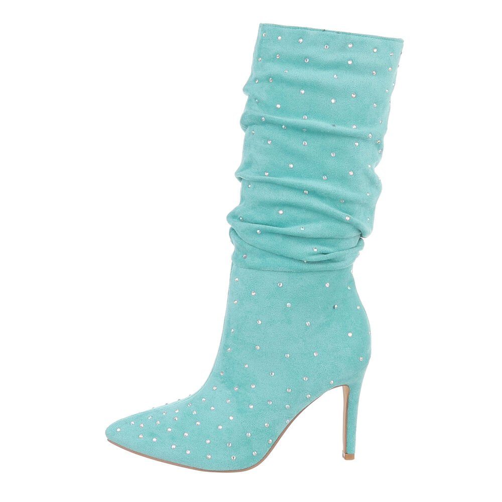 Ital Design Damen Abendschuhe Elegant High Heel Stiefel Pfennig