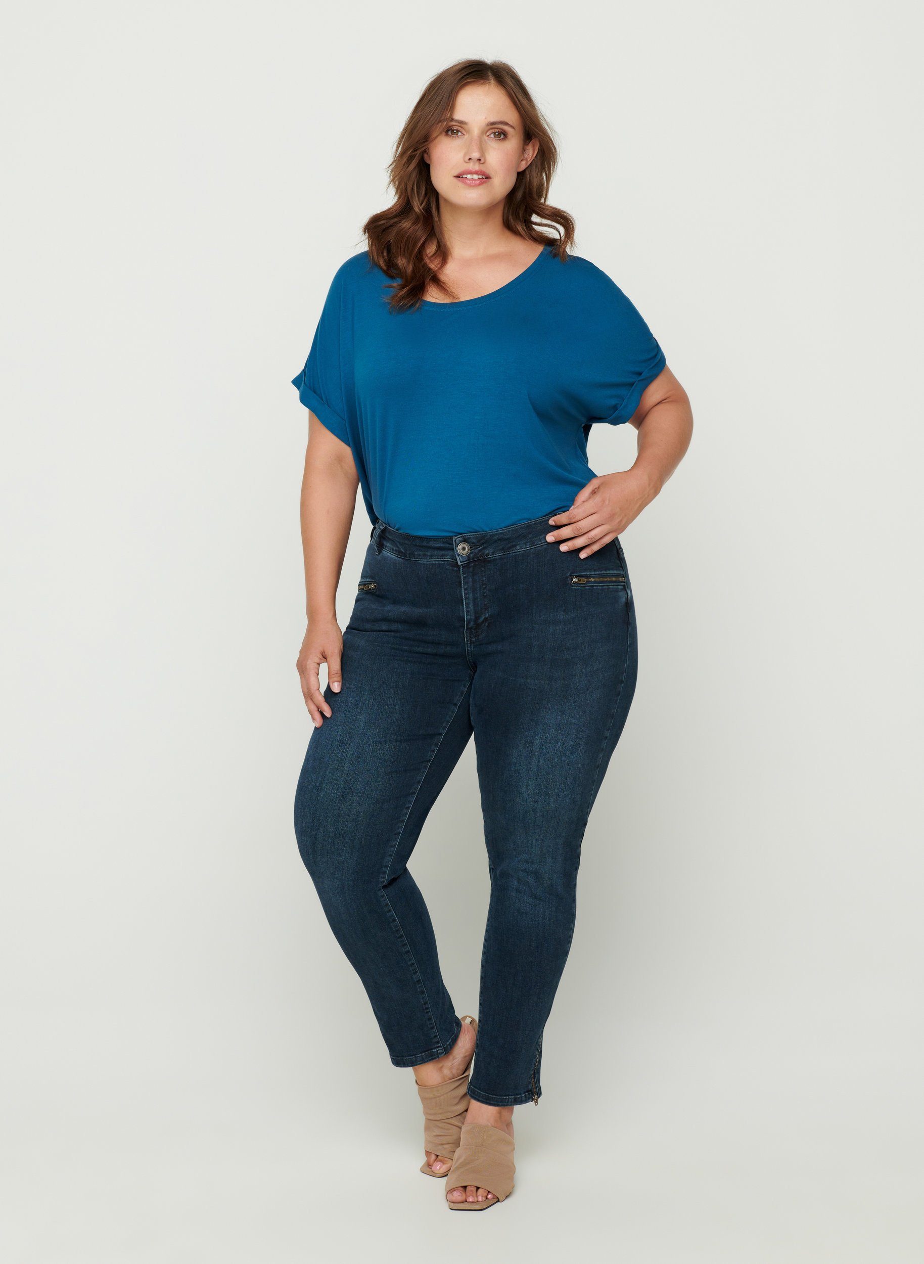 Zizzi Slim-fit-Jeans Große Größen Damen Cropped Slim Fit Emily Jeans ...