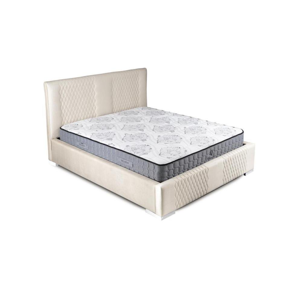 Jvmoebel Bett Beige Doppelbett Modern Luxus Polster Stoff Schlafzimmer