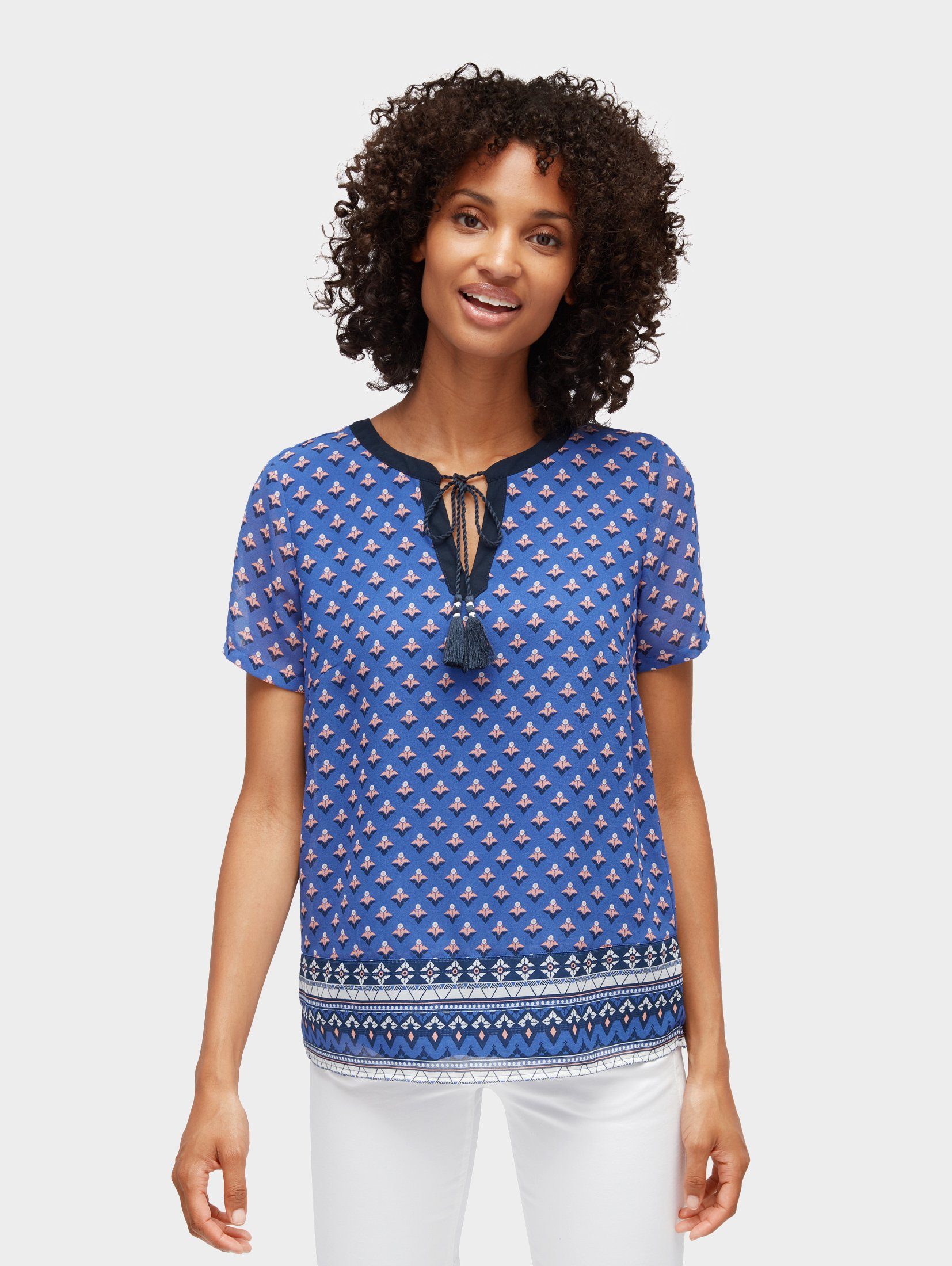 Tom Tailor Shirtbluse Gemusterte Bluse Mit Quasten Online Kaufen Otto