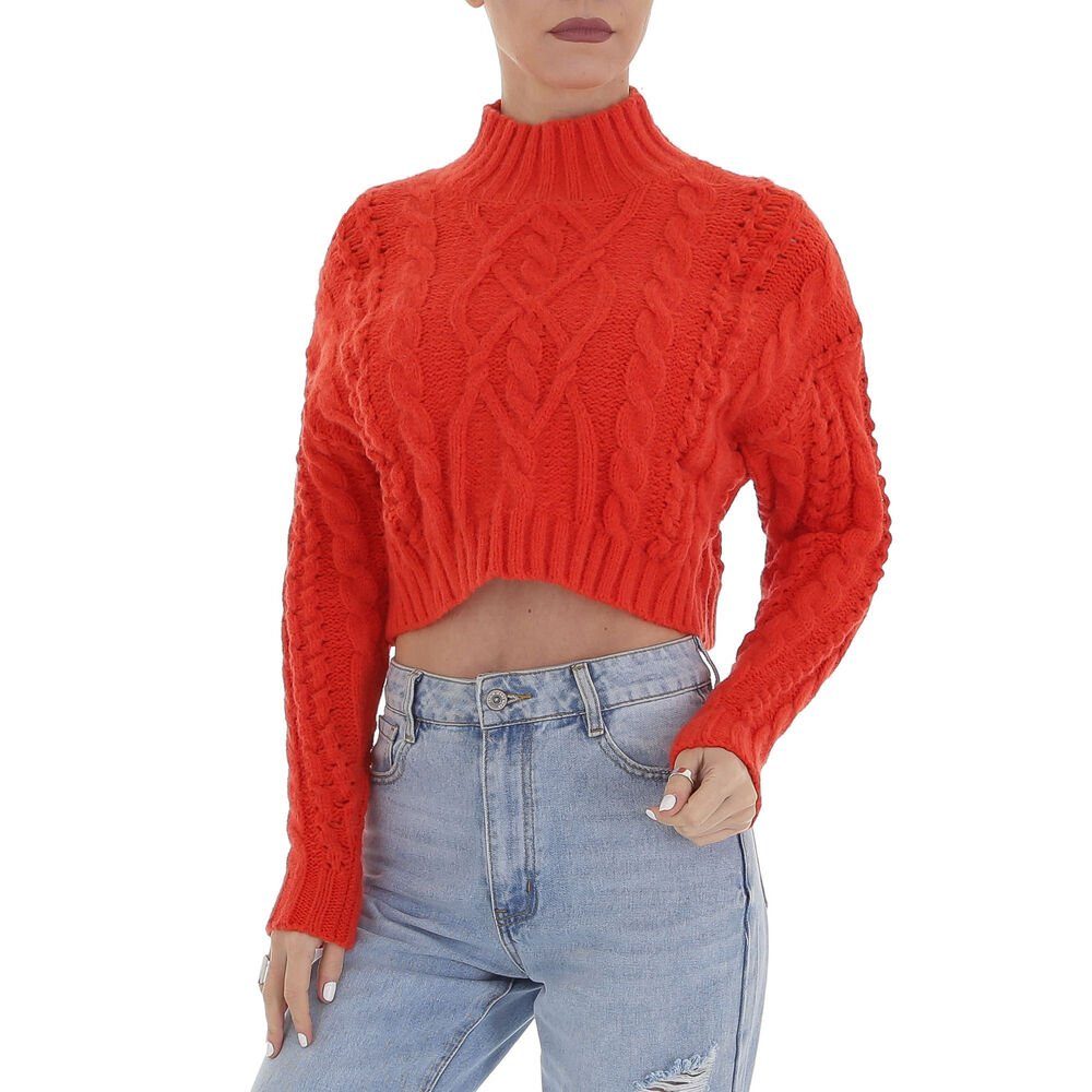 Ital Design Strickpullover Damen Freizeit Stretch Strickpullover In Orange