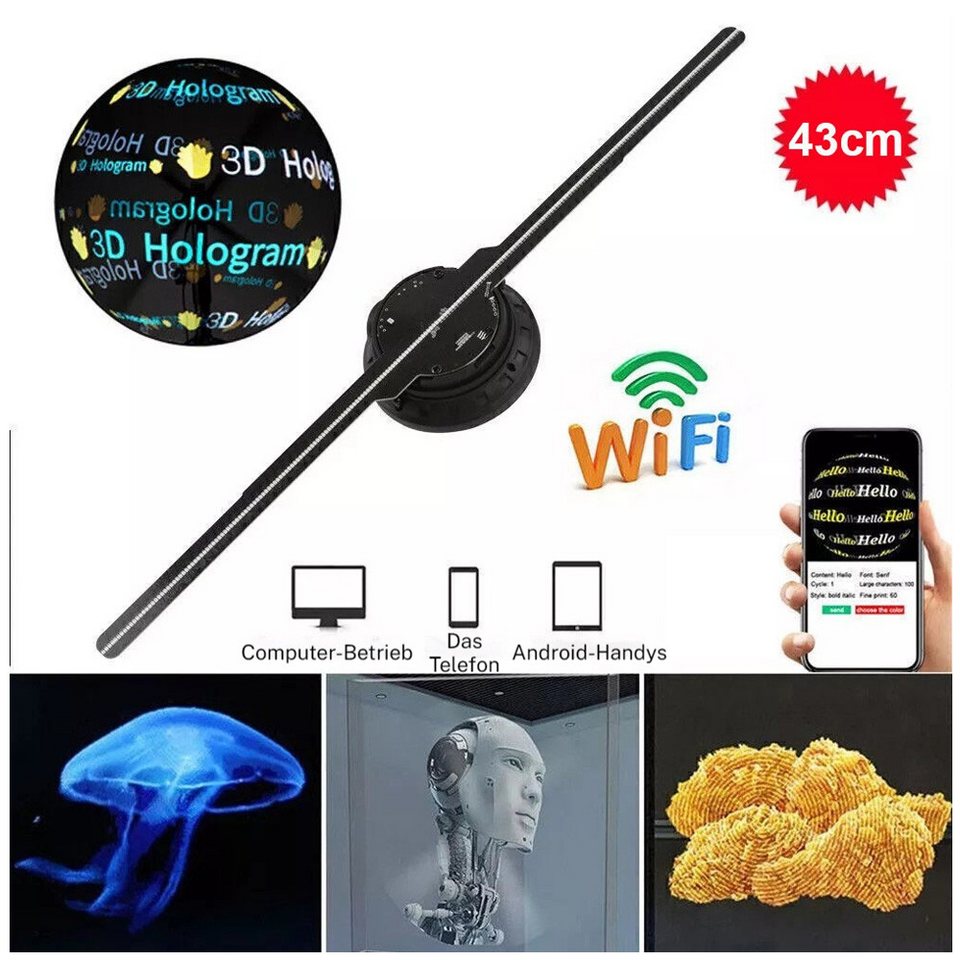 Qubebu Led Dekolicht 3d Hologramm Fan 2 Blades Advertising Display