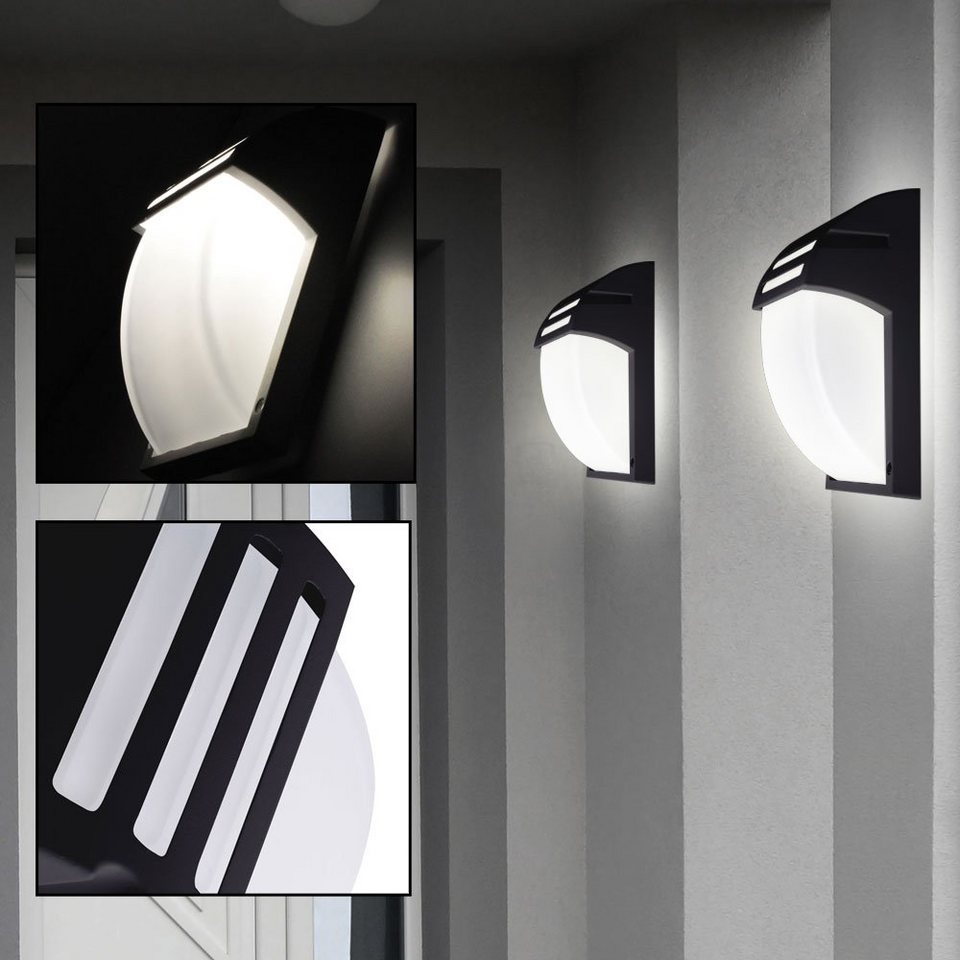 Etc Shop Led Außen Wandleuchte 2er Set Außen Leuchten Schwarz Fassaden