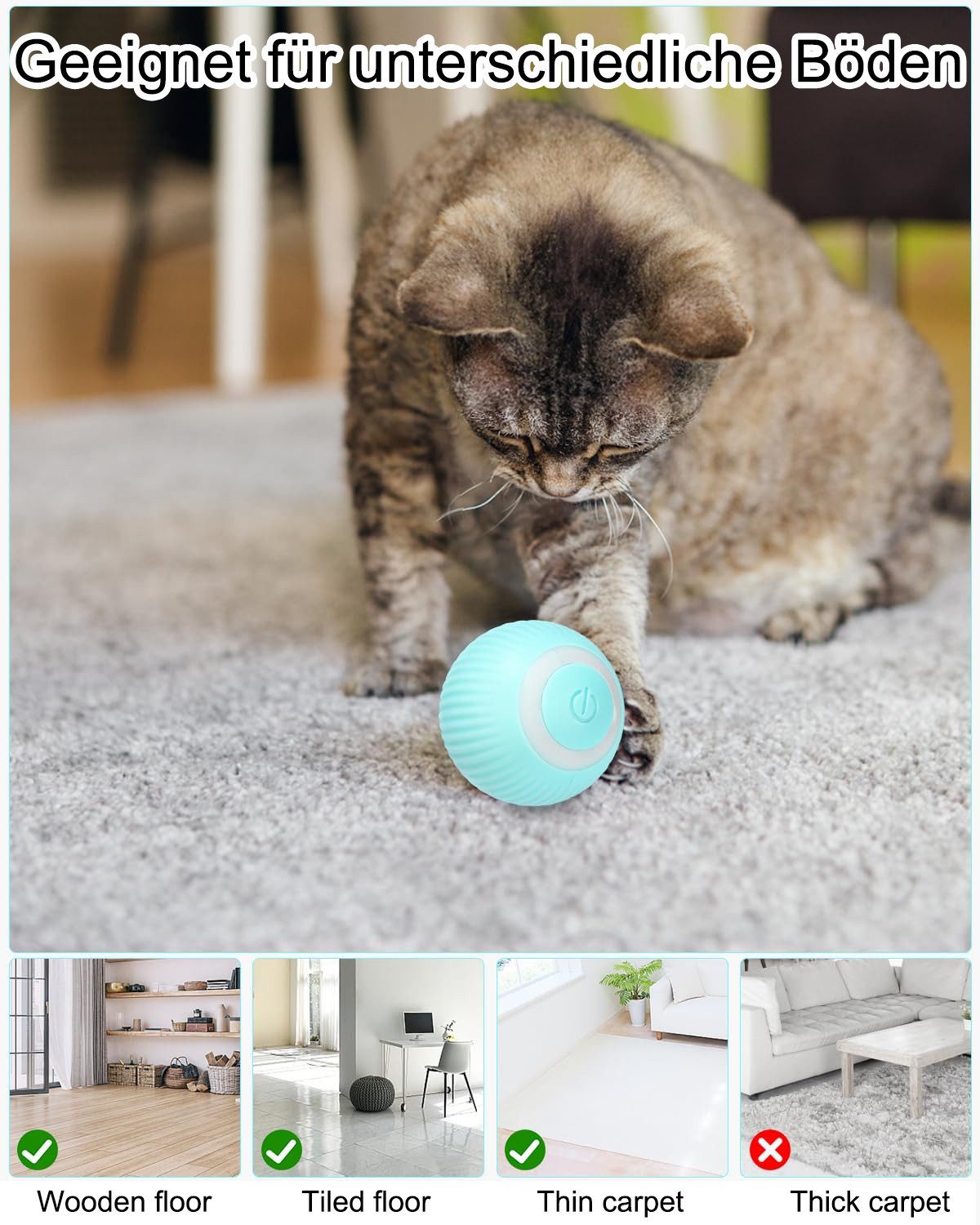 SinLaw Tier-Intelligenzspielzeug Elektrische Katzenbälle,Interaktives ...