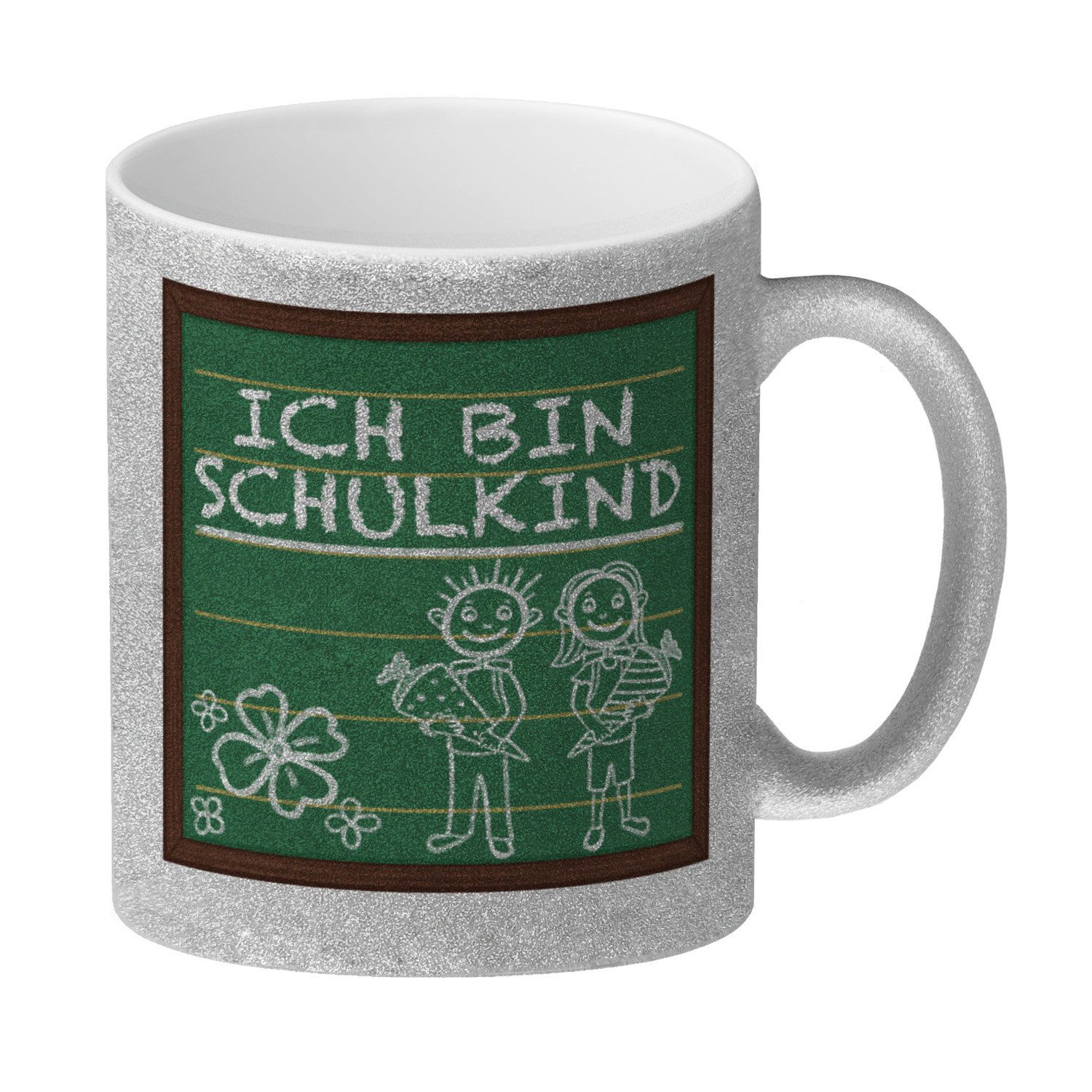 speecheese Tasse Ich bin Schulkind Glitzer Kaffeebecher für die Einschulung im