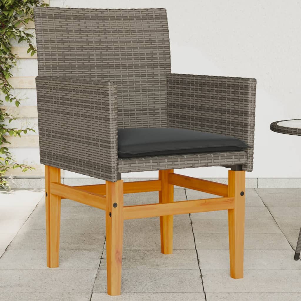 Vidaxl Gartenstuhl Gartenstühle Mit Kissen 2 Stk Grau Poly Rattan