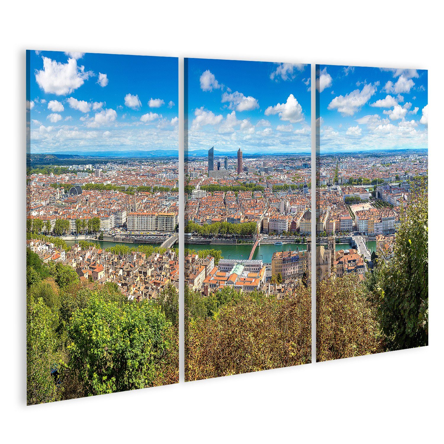 islandburner Leinwandbild Bild auf Leinwand Luftpanoramablick Von Lyon Frankreich An Einem Schön
