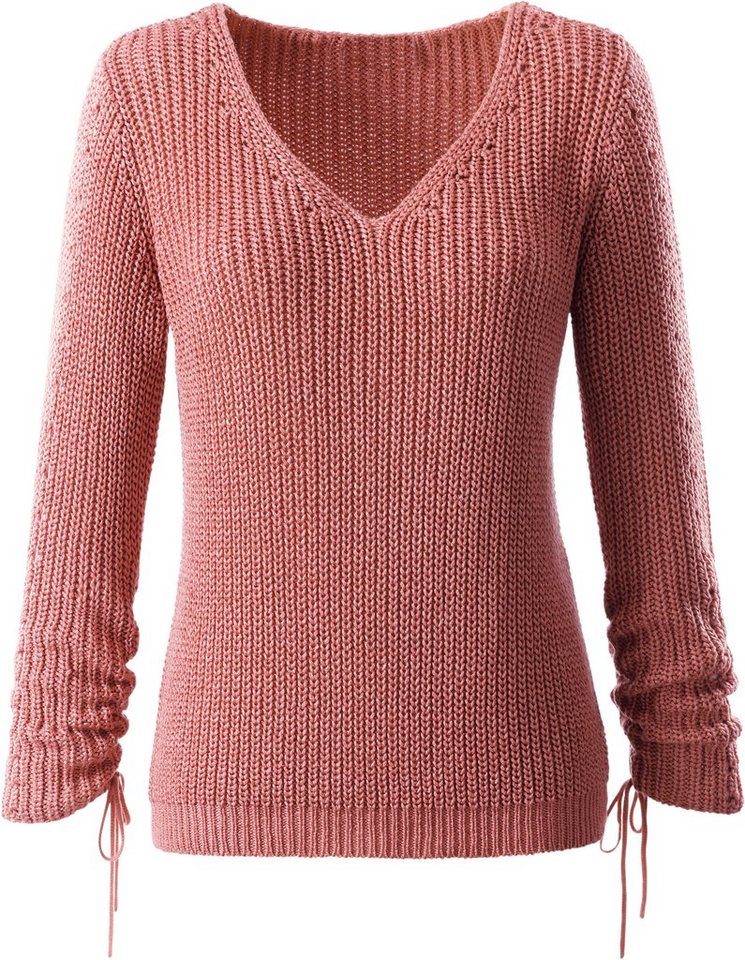 Création L Pullover Mit Lochmuster An Ärmeln Und Ausschnitt Online
