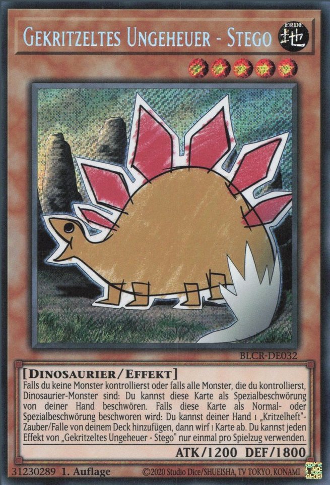 Recollectibles Sammelkarte Yugioh Karte Gekritzeltes Ungeheuer Stego