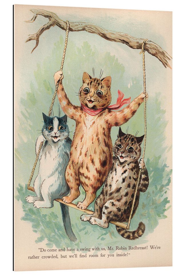 Posterlounge Xxl Wandbild Louis Wain Katzen Auf Der Schaukel Vintage