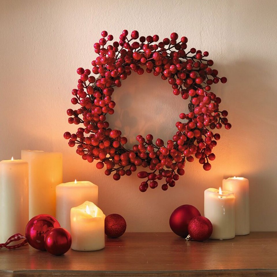 Home Trends24de Dekokranz Kranz Wandkranz Tischkranz Kranz Rot Beeren
