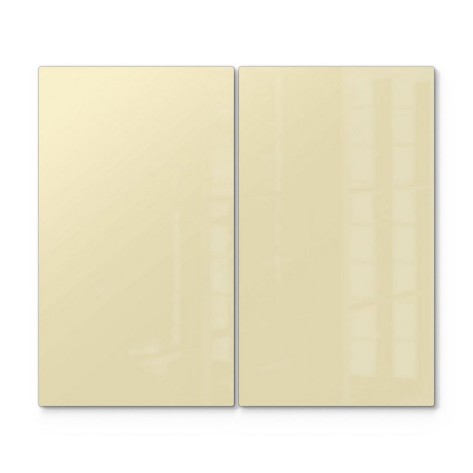 Deqori Herdblende Abdeckplatte Unifarben Beige Glas 2 Tlg