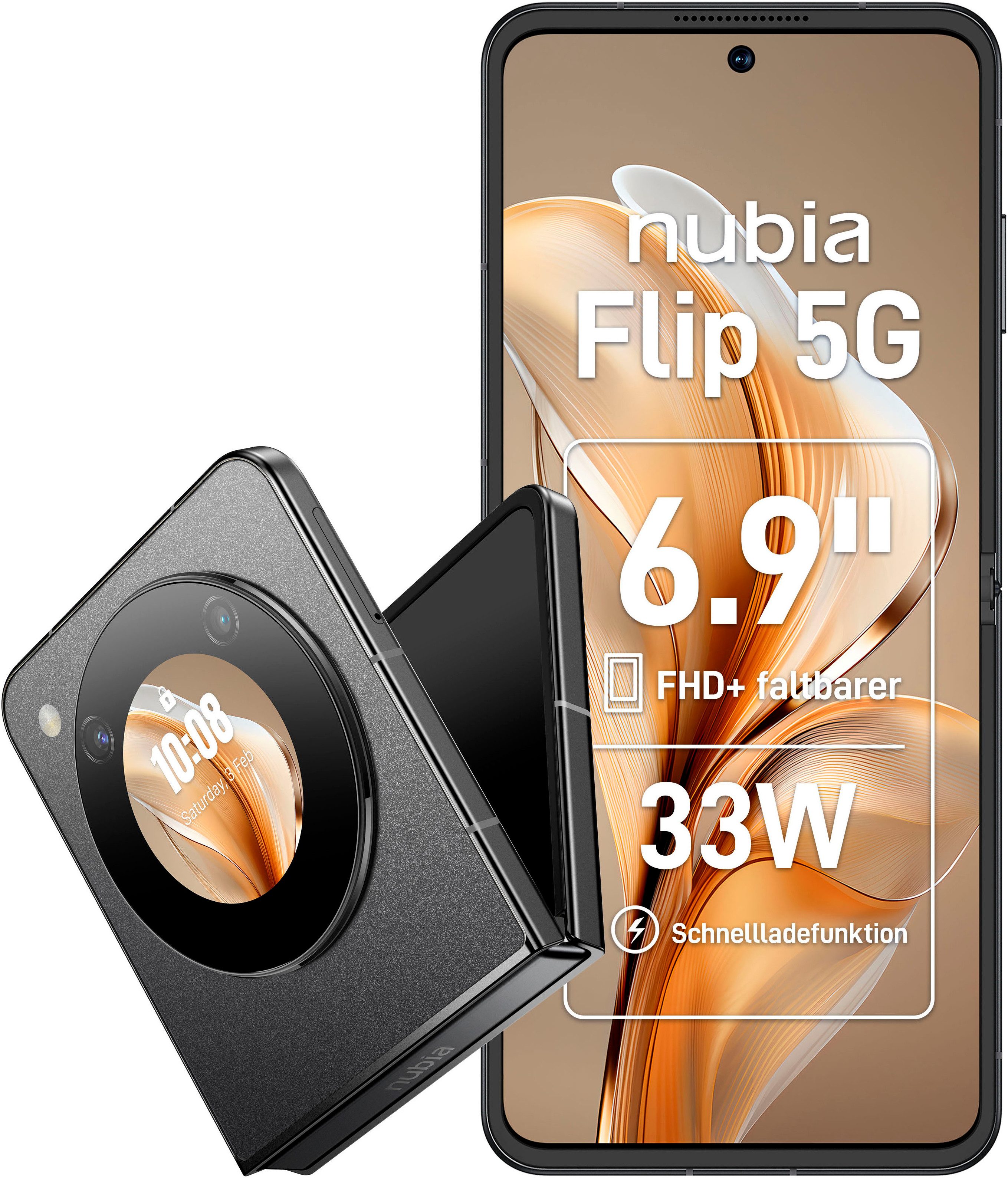 Nubia nubia Flip 5G Smartphone (17,52 cm/6,9 Zoll, 256 GB Speicherplatz, 50 MP Kamera), Handy